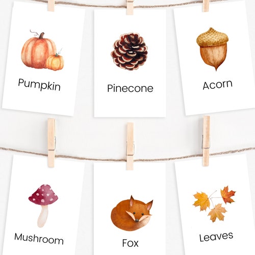 18 Autumn Flashcards Fall Flashcards INSTANT DOWNLOAD - Etsy