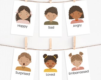 Feelings Flash Cards Emotion Printables Calm Corner Activity Three Part ...
