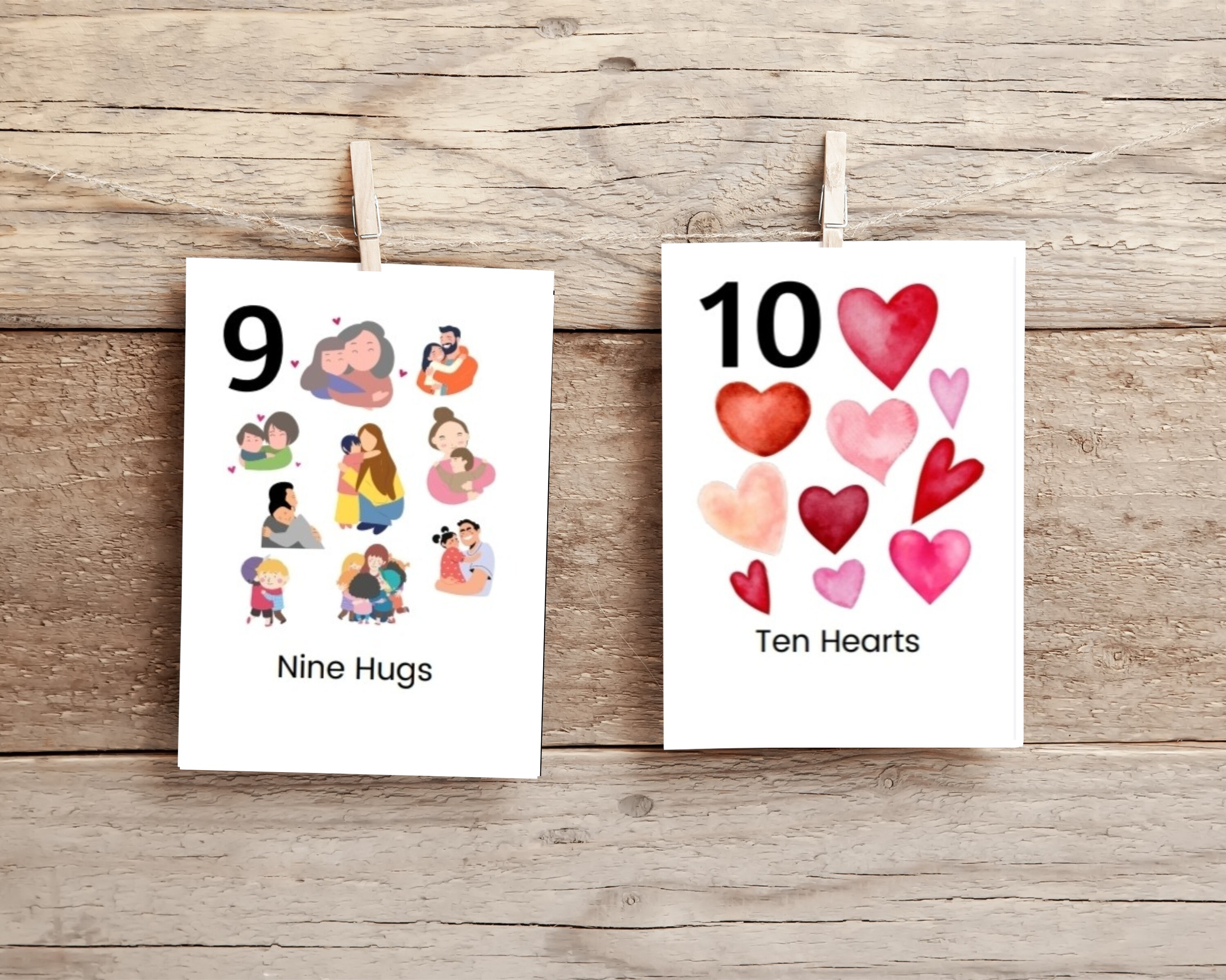 Valentines Day Number Flashcards 1-10 Printable, Preschool Number Cards ...