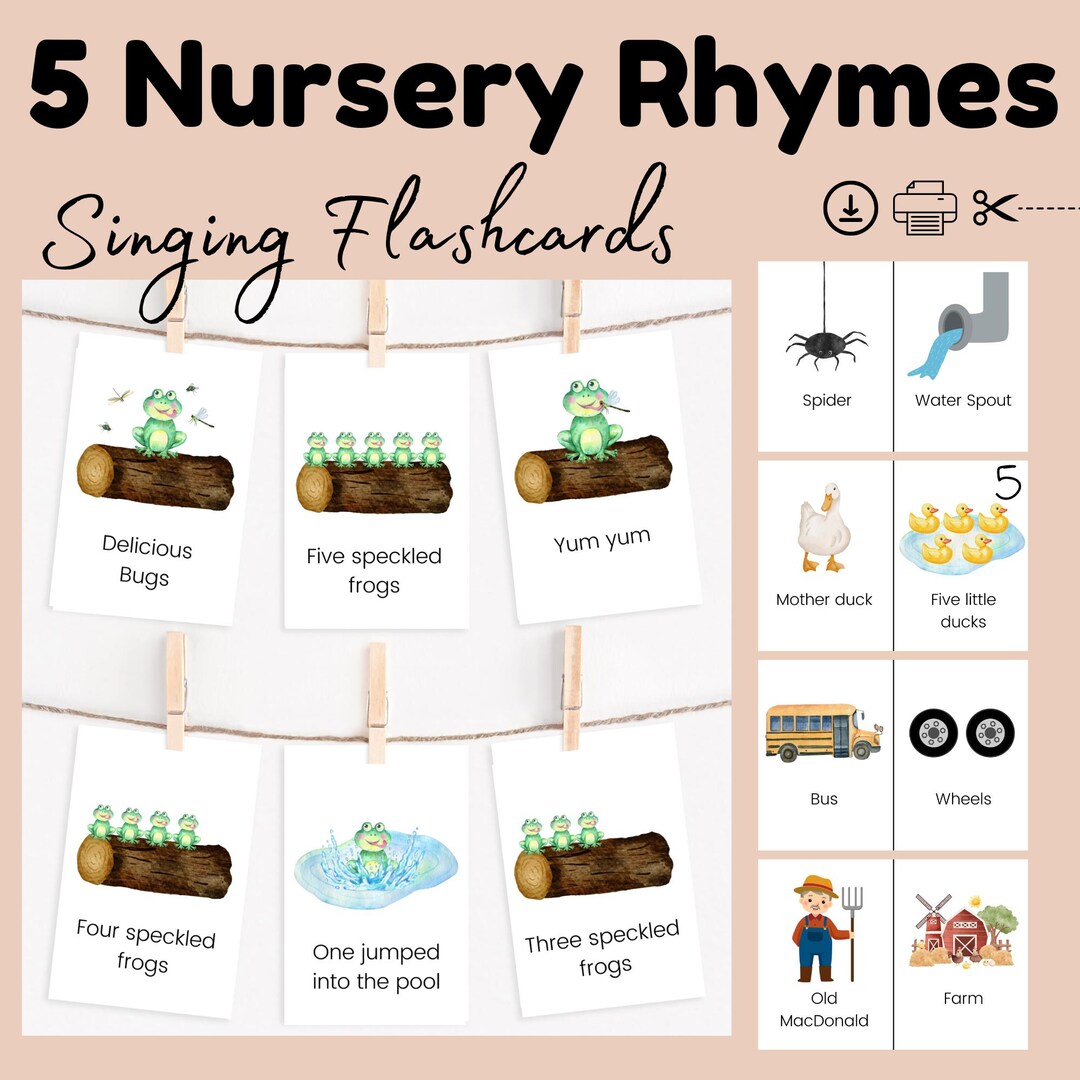 Nursery Rhyme Flashcards, Circle Time Songs (digital Download) - Etsy