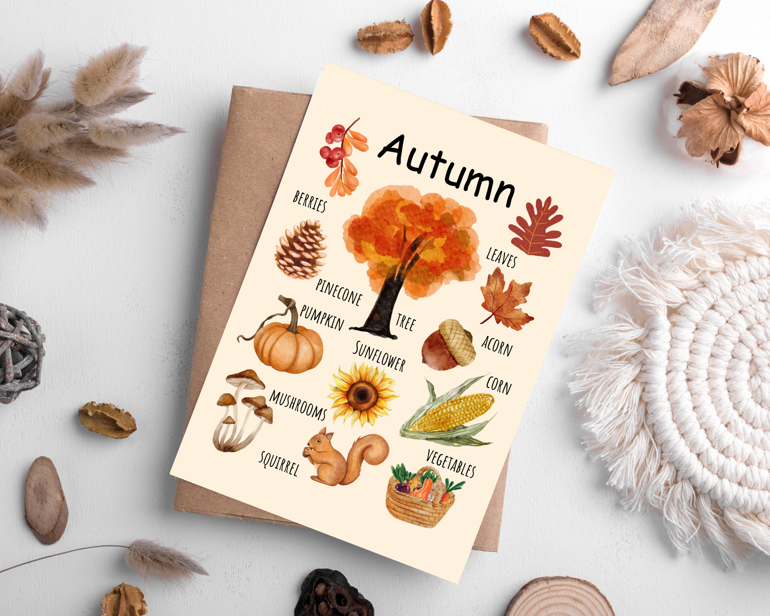 18 Autumn Flashcards Fall Poster INSTANT DOWNLOAD Nature - Etsy