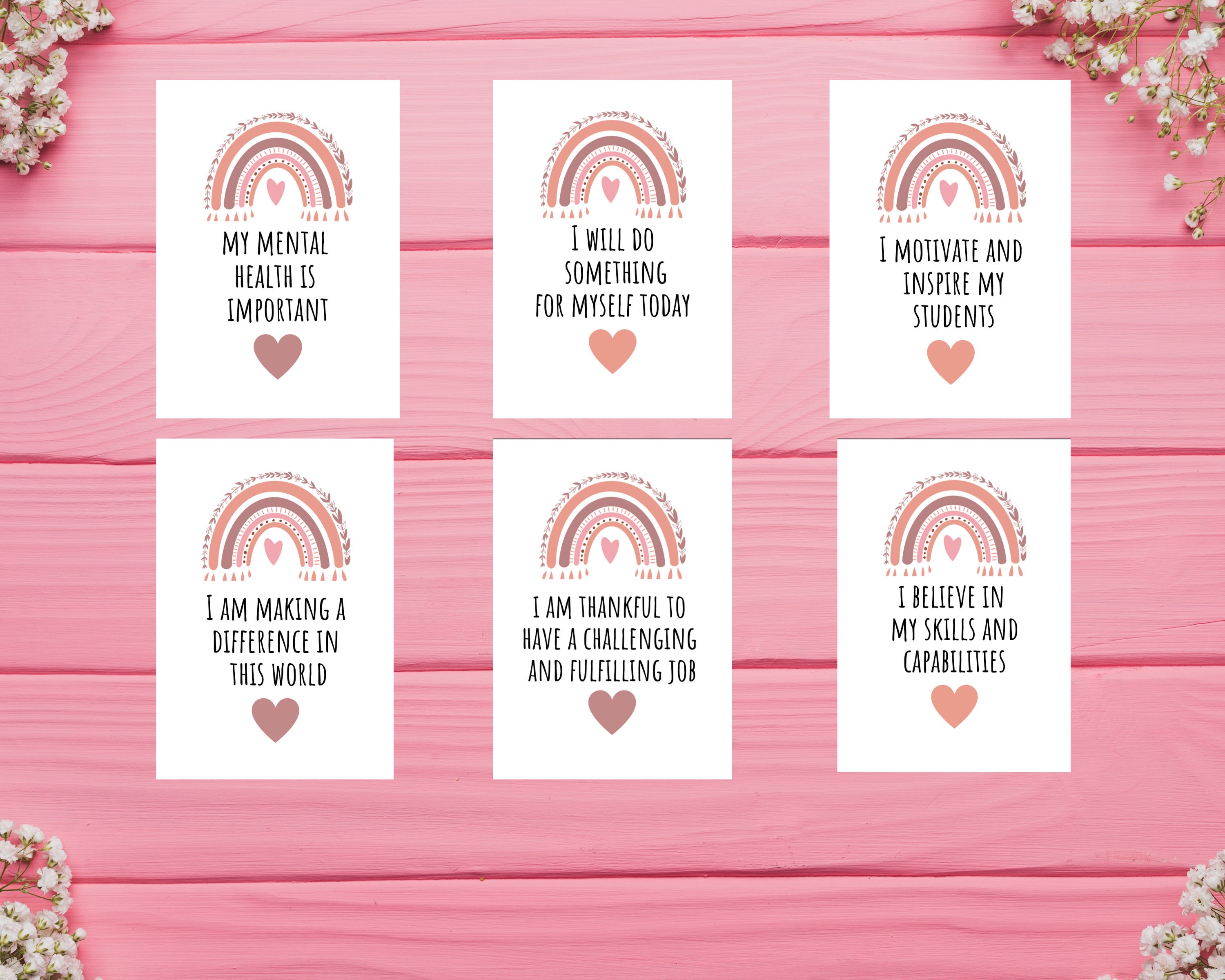 Teacher Affirmation Cards, Set of 20 Printable Affirmation Cards ...