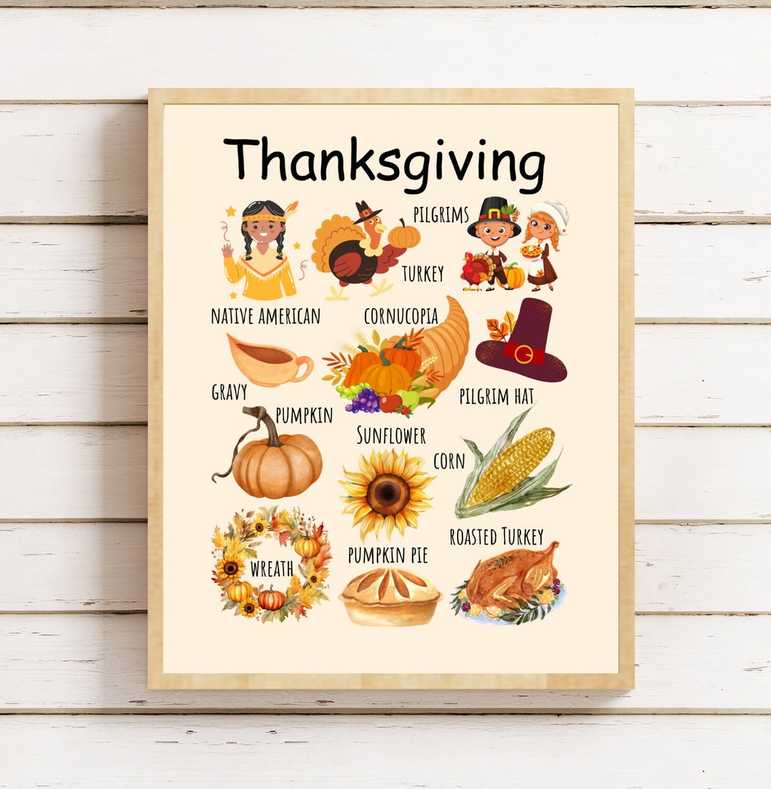 Thanksgiving Kids Printable Poster: Montessori Homeschool Classroom ...