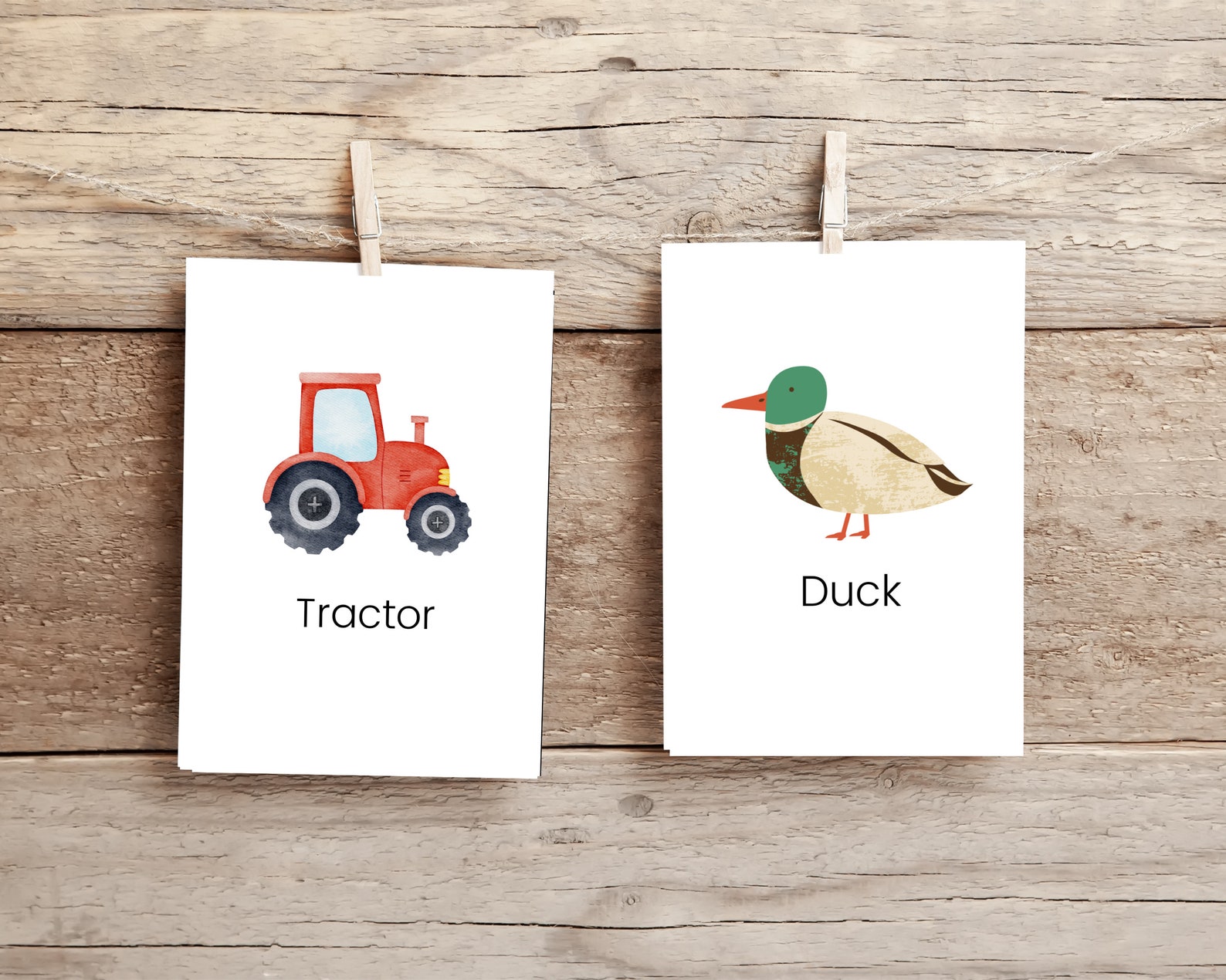 26 Farm Animals Flashcards, Farm Life, INSTANT DOWNLOAD, Nature Cards ...