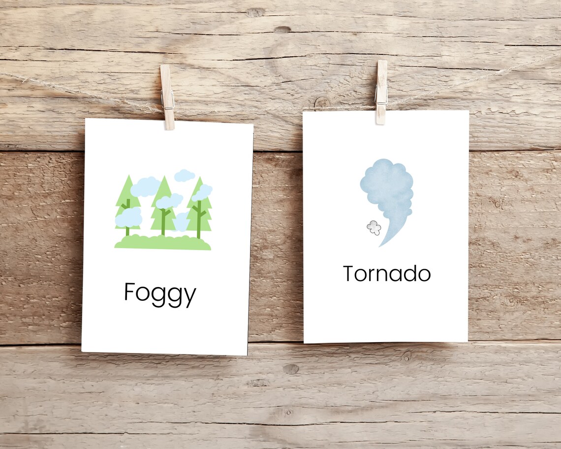 10 Weather Cards Weather Flashcards INSTANT DOWNLOAD - Etsy