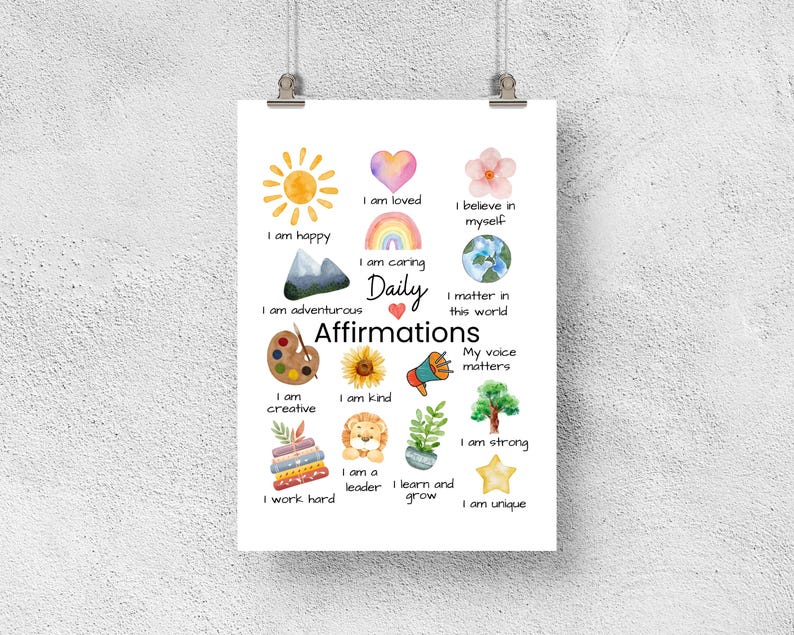 Kids Affirmation Poster, Watercolor Illustrations (digital Download) - Etsy