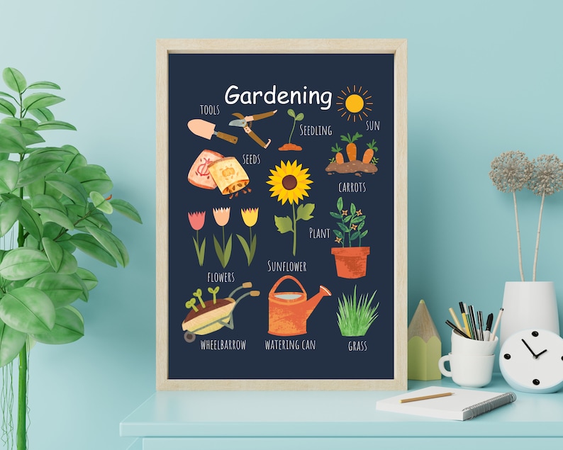 Gardening Kids Poster, Nursery Garden Printable Wall Art, Nature ...