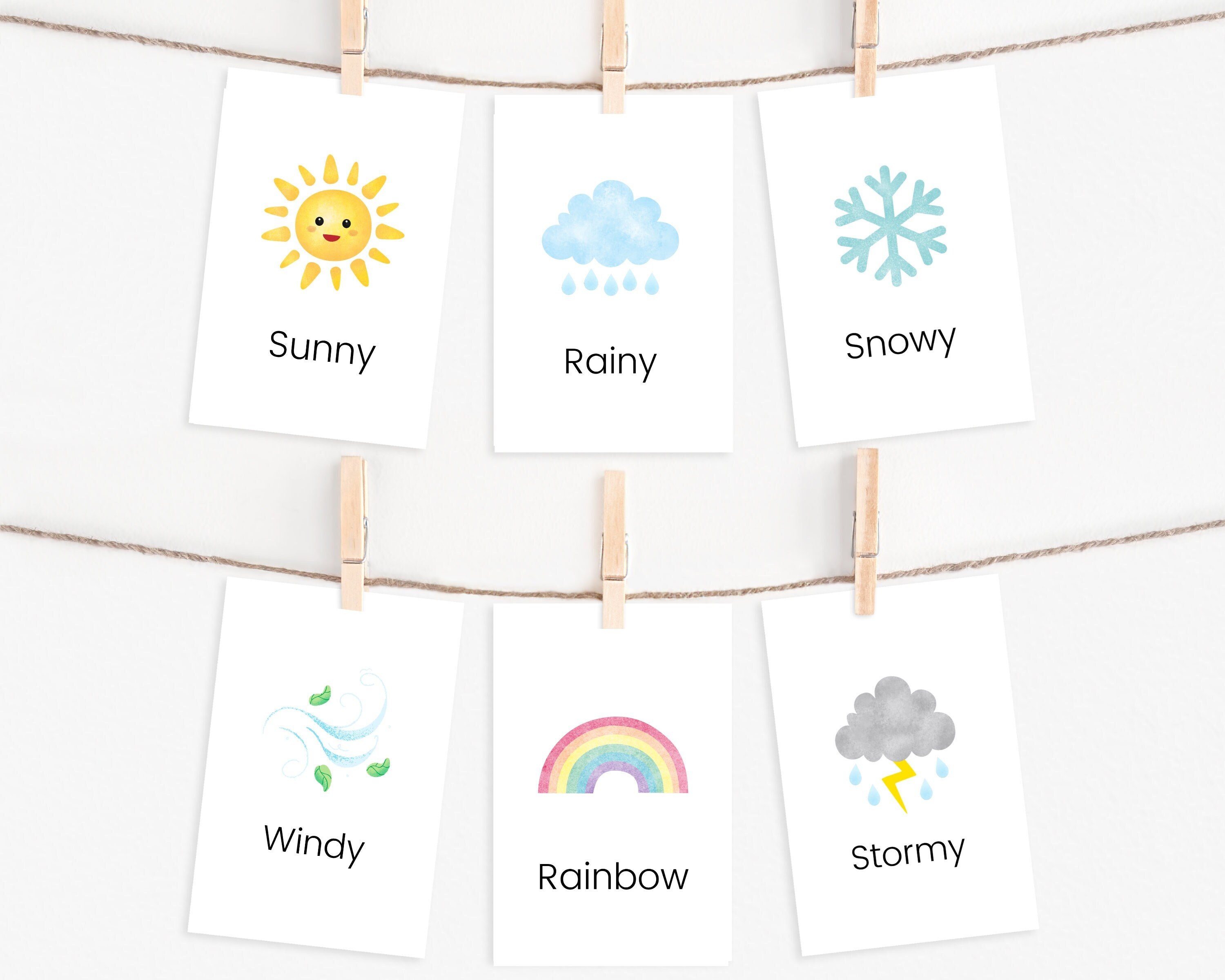10 Weather Cards Weather Flashcards INSTANT DOWNLOAD - Etsy