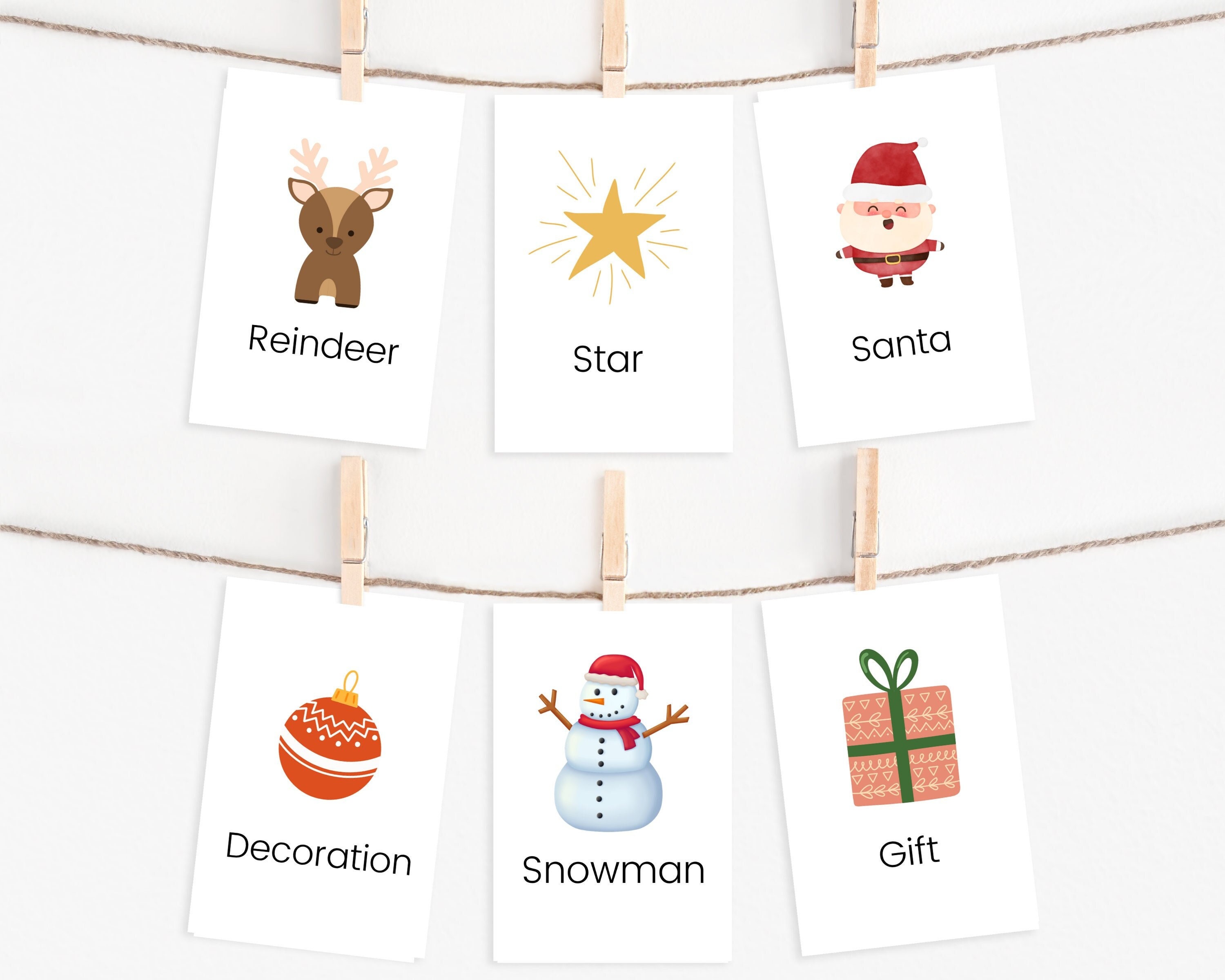 28 Christmas Flashcards, Winter Flashcards, INSTANT DOWNLOAD ...