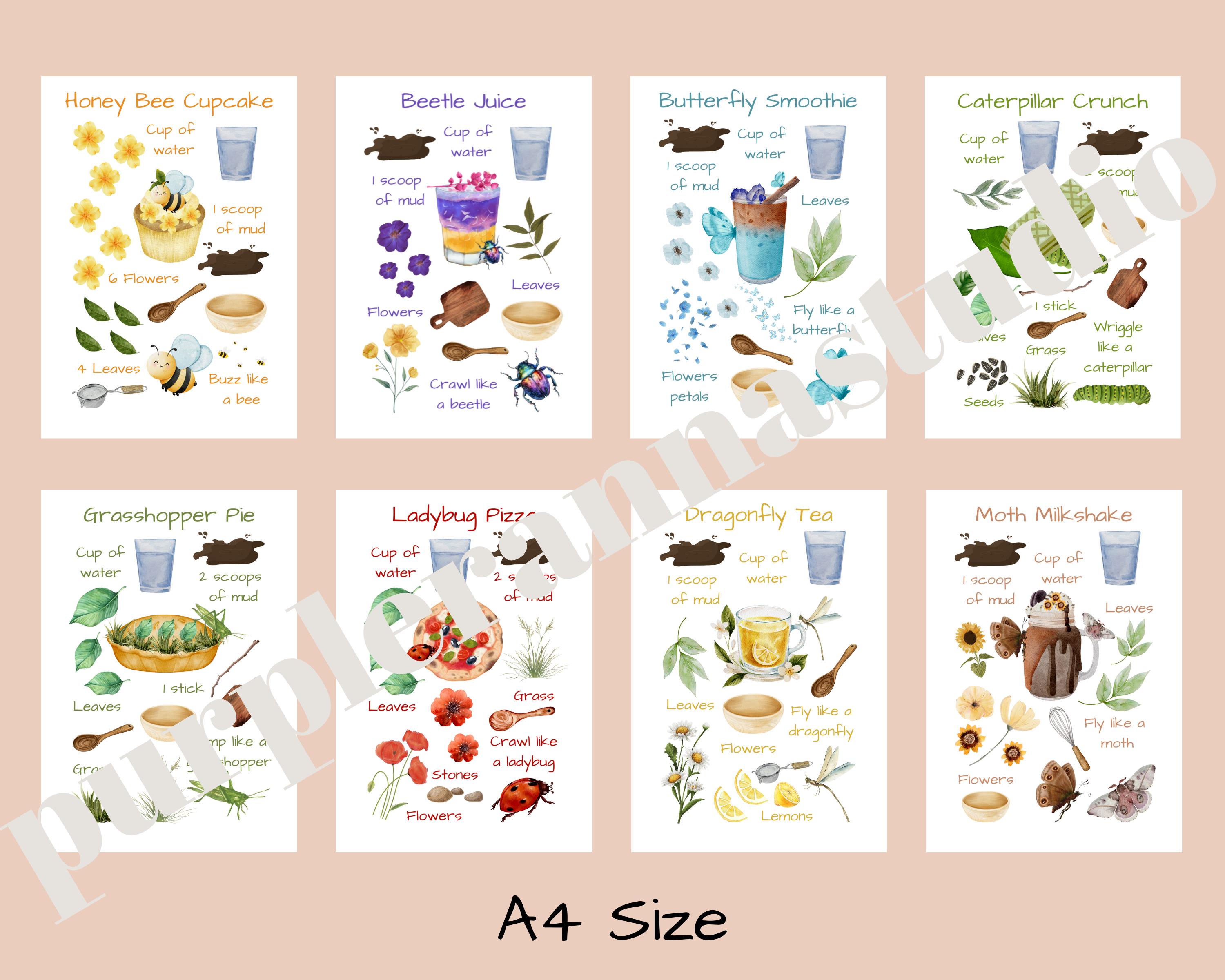 Printable Mud Kitchen Recipe Cards, Ingredient Cards, Bugs,insects ...