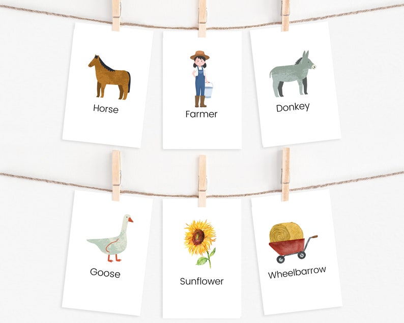 26 Farm Animals Flashcards, Farm Life, INSTANT DOWNLOAD, Nature Cards ...