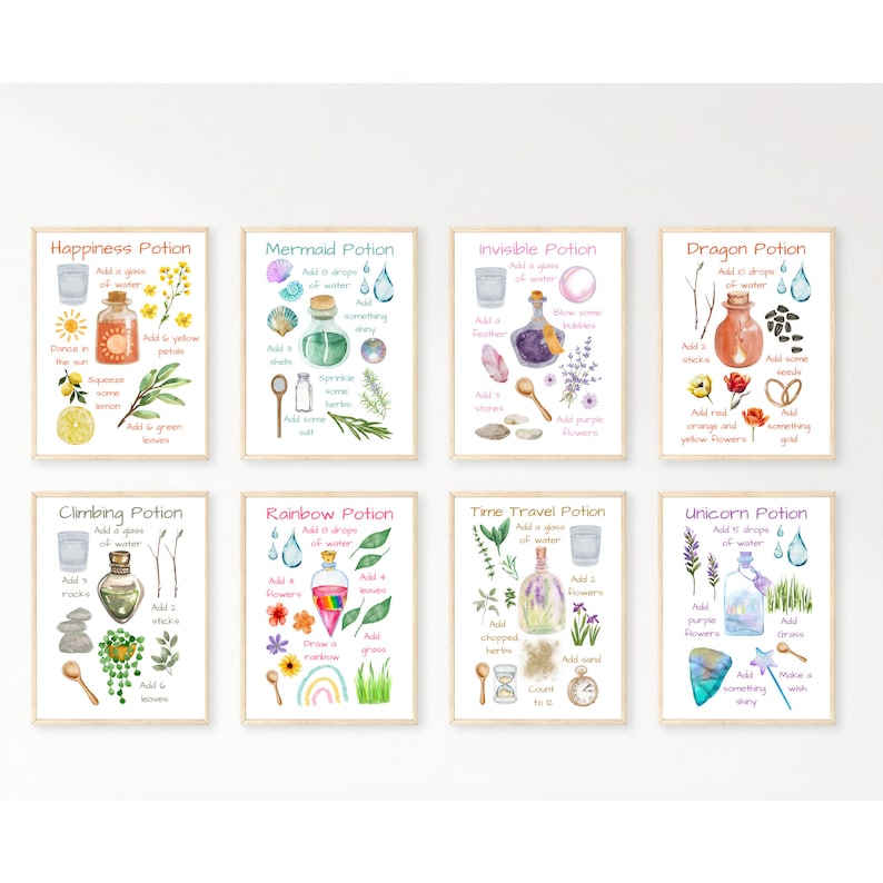 Printable Mud Kitchen Recipe Cards, Magic Fairy Potion Cards ...