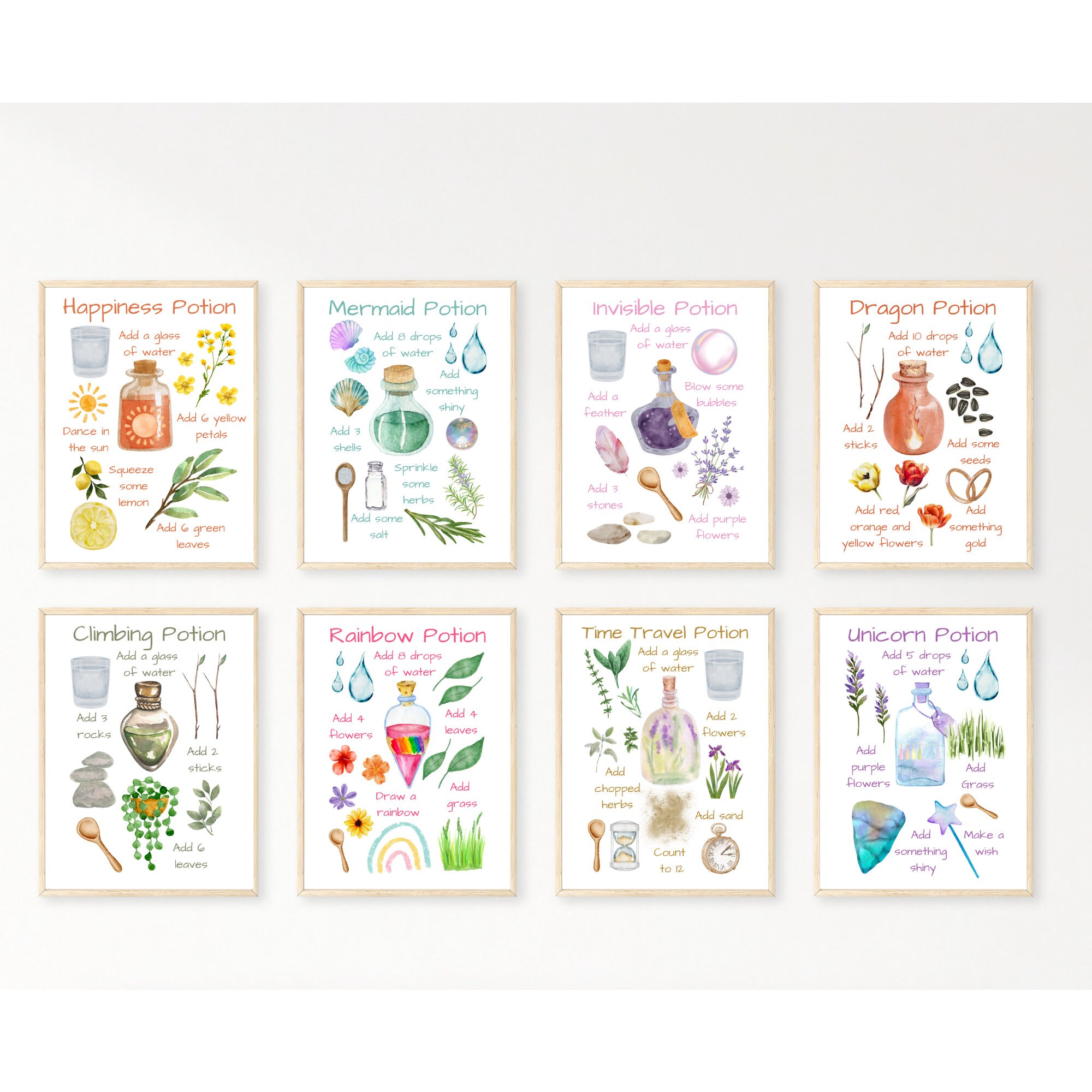 Printable Mud Kitchen Recipe Cards, Magic Fairy Potion Cards ...
