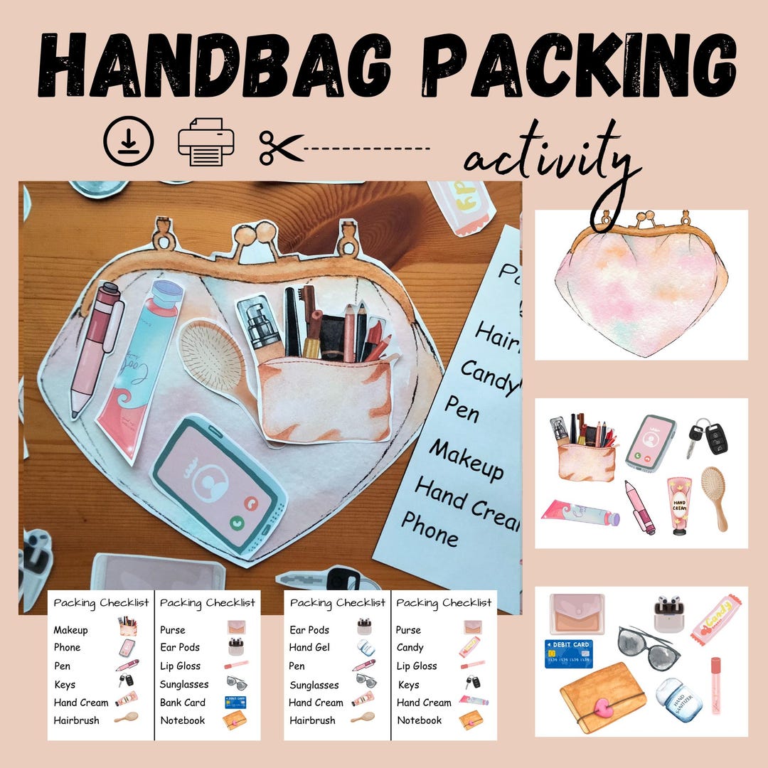 Pack A Handbag Activity, Dramatic Play, Packing Checklist Game, Busy ...