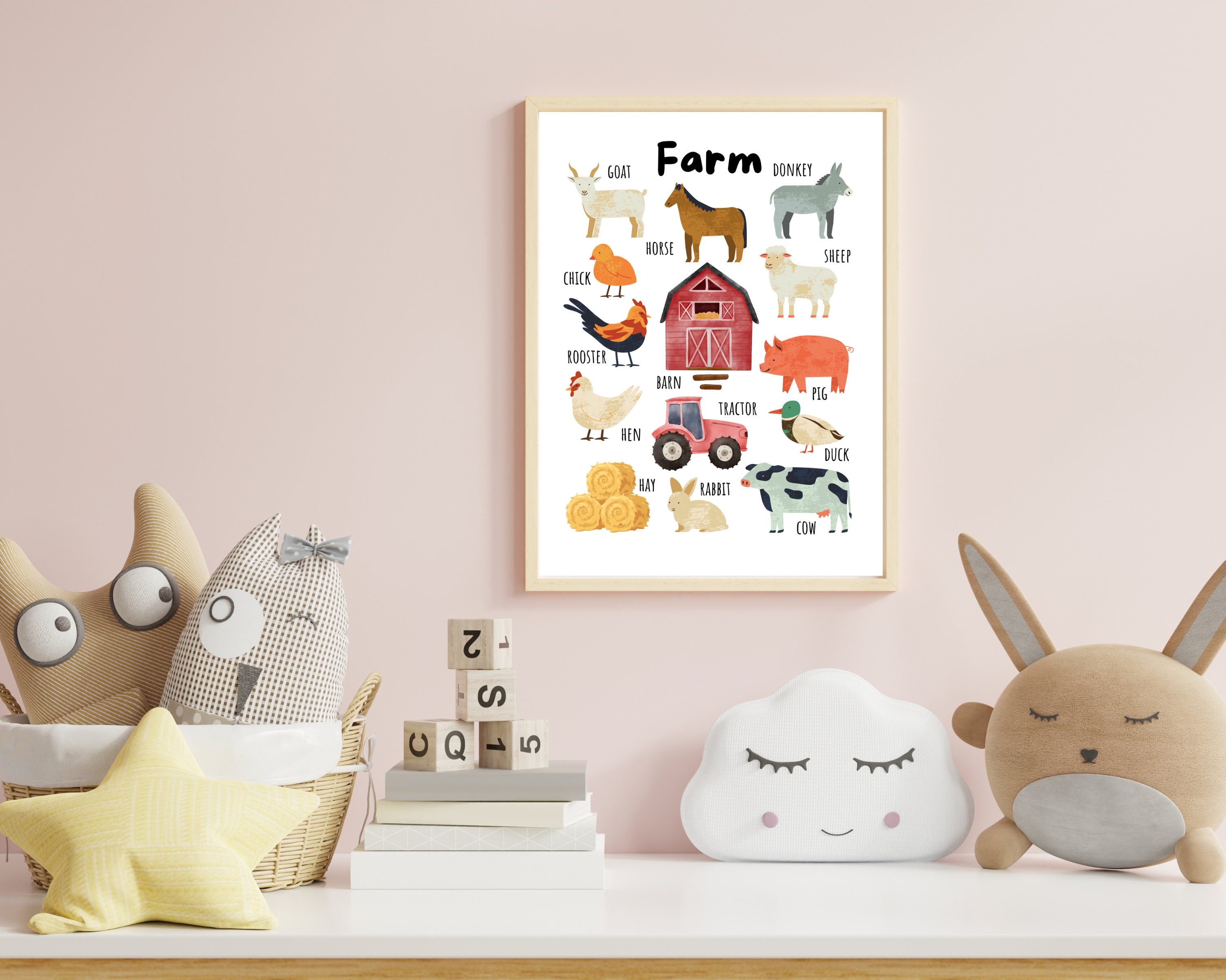 Farm Animals Kids Poster Farm Animals Printable Wall Art - Etsy