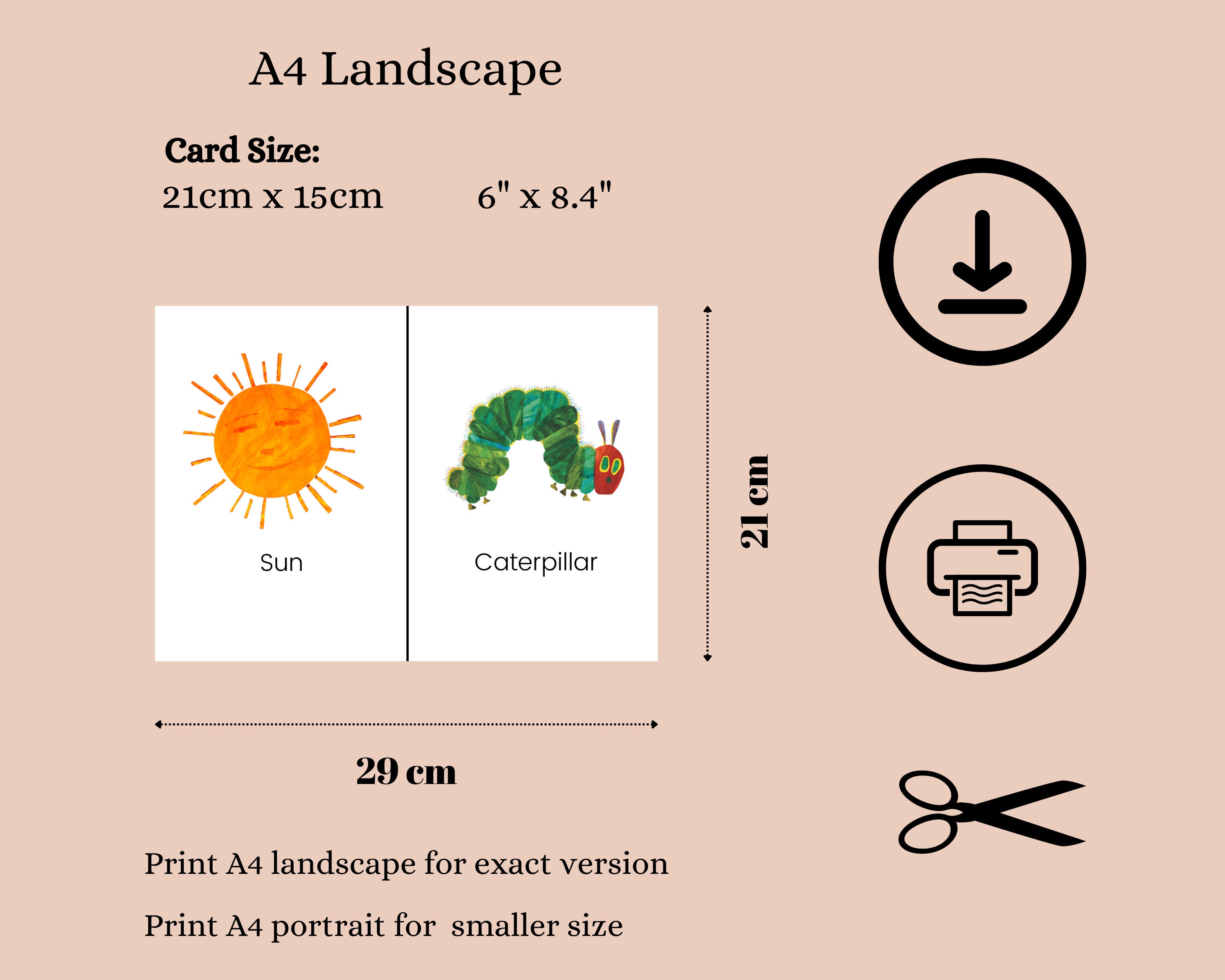 The Very Hungry Caterpillar Flashcards Homeschool Montessori - Etsy ...