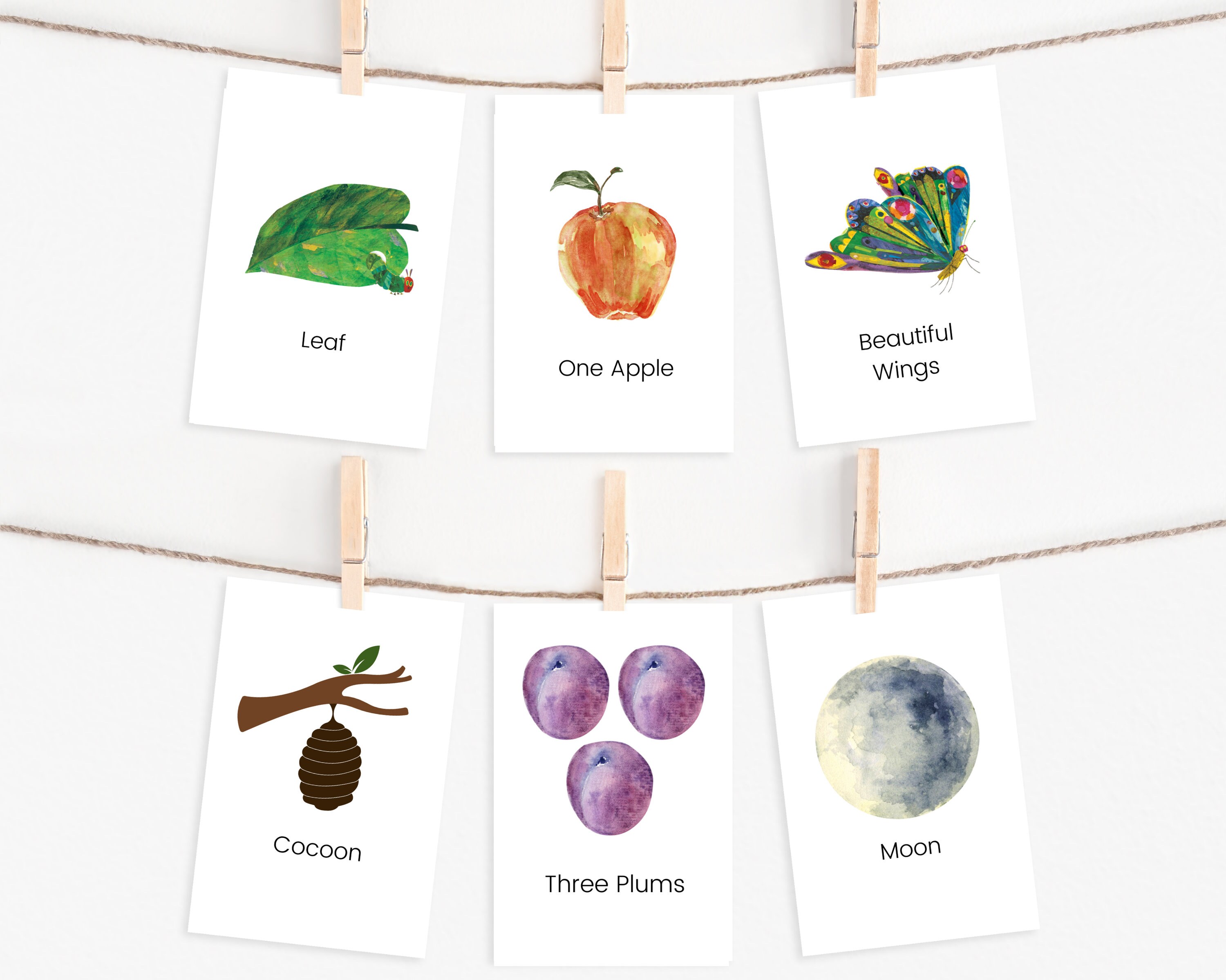 The Very Hungry Caterpillar Printable Wall Art 28 Flashcards - Etsy