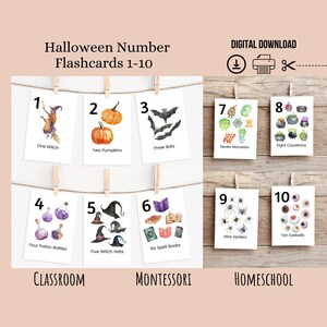 Halloween Number Flashcards 1-10 Printable, Preschool Classroom ...