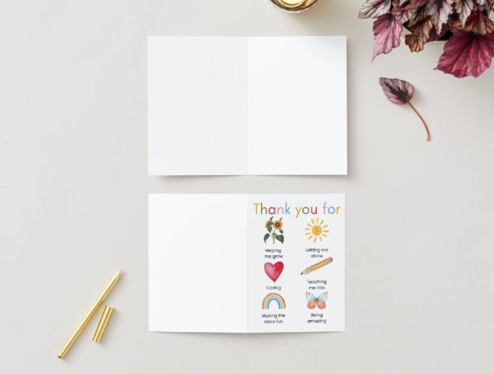 Teacher Thank You Card Printable: Preschool, Nursery, Kindergarten (PDF ...