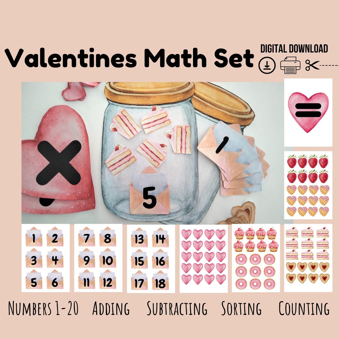 Valentines Math Activities, Valentines Day Games, Counting, Sorting ...