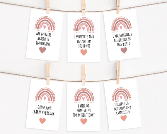 Teacher Affirmation Cards Set of 20 Printable Affirmation - Etsy