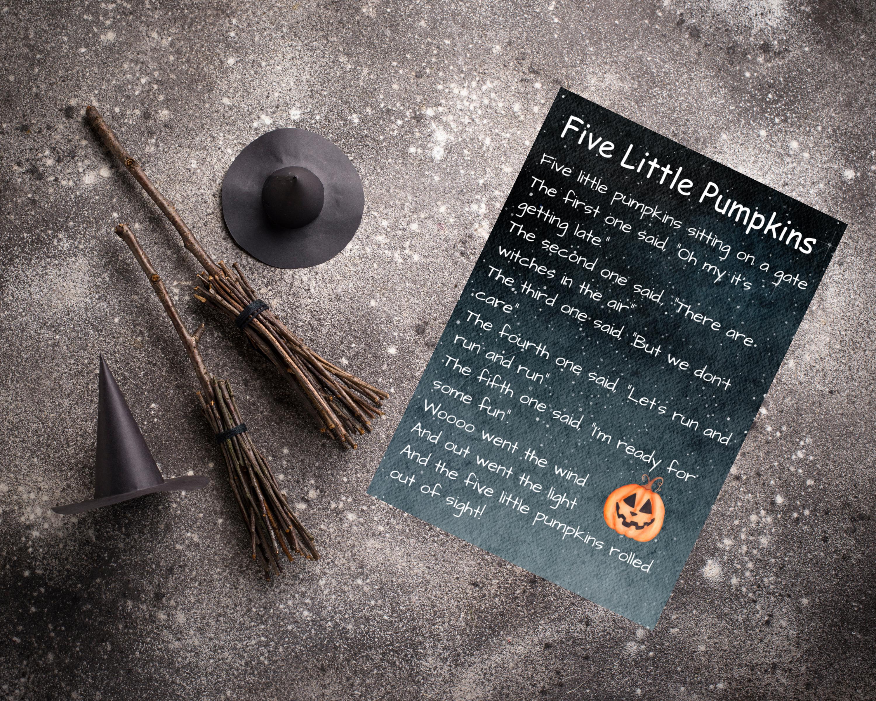 Five Little Pumpkins Activity Set, Halloween Song Rhyme (printable) - Etsy