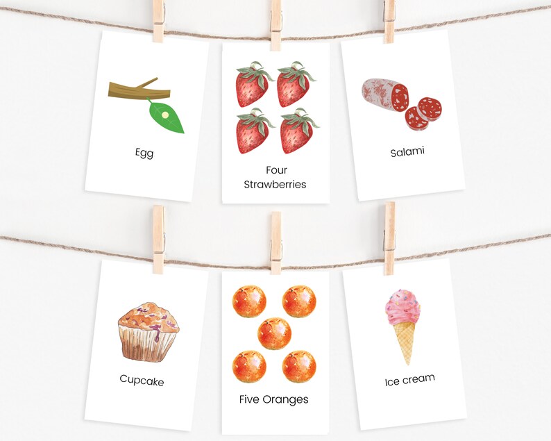 The Very Hungry Caterpillar Printable Wall Art, 28 Flashcards ...