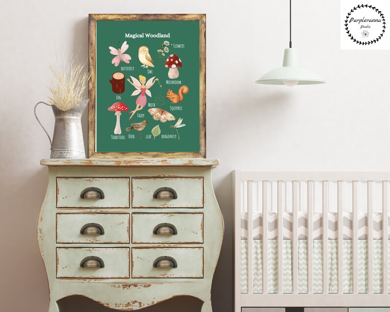 Woodland Fairy Nursery Print, Printable Wall Art, Nature Print, Magical ...