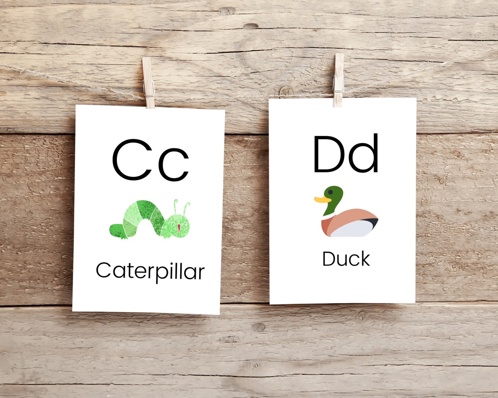 Alphabet Flashcards Printable Nature ABC Cards Nursery Wall - Etsy