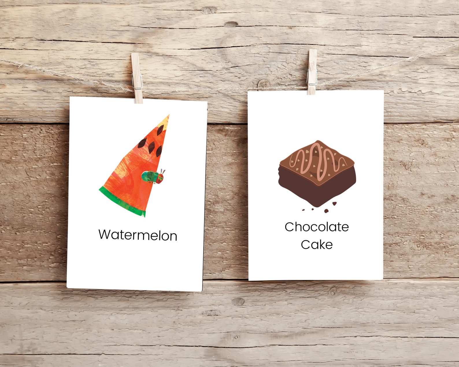 The Very Hungry Caterpillar Flashcards, Homeschool Montessori ...