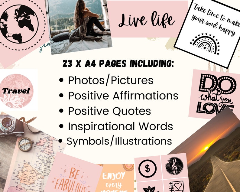 Vision Board Kit, Vision Board Printable, Vision Board 2024, Law of ...