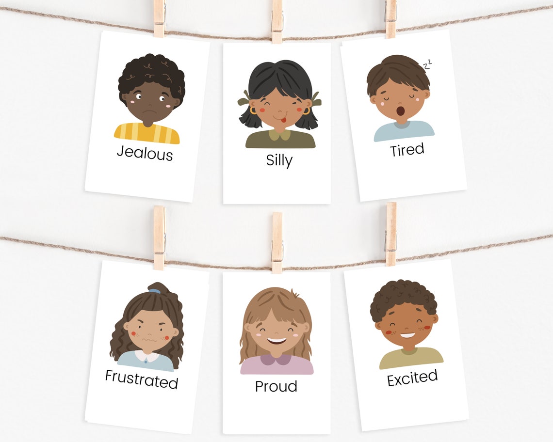 16 Feelings Flashcards, Homeschool Montessori Flashcards, Toddler ...