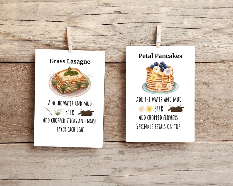 Printable Mud Kitchen Recipe Cards, Ingredient Cards, Montessori ...