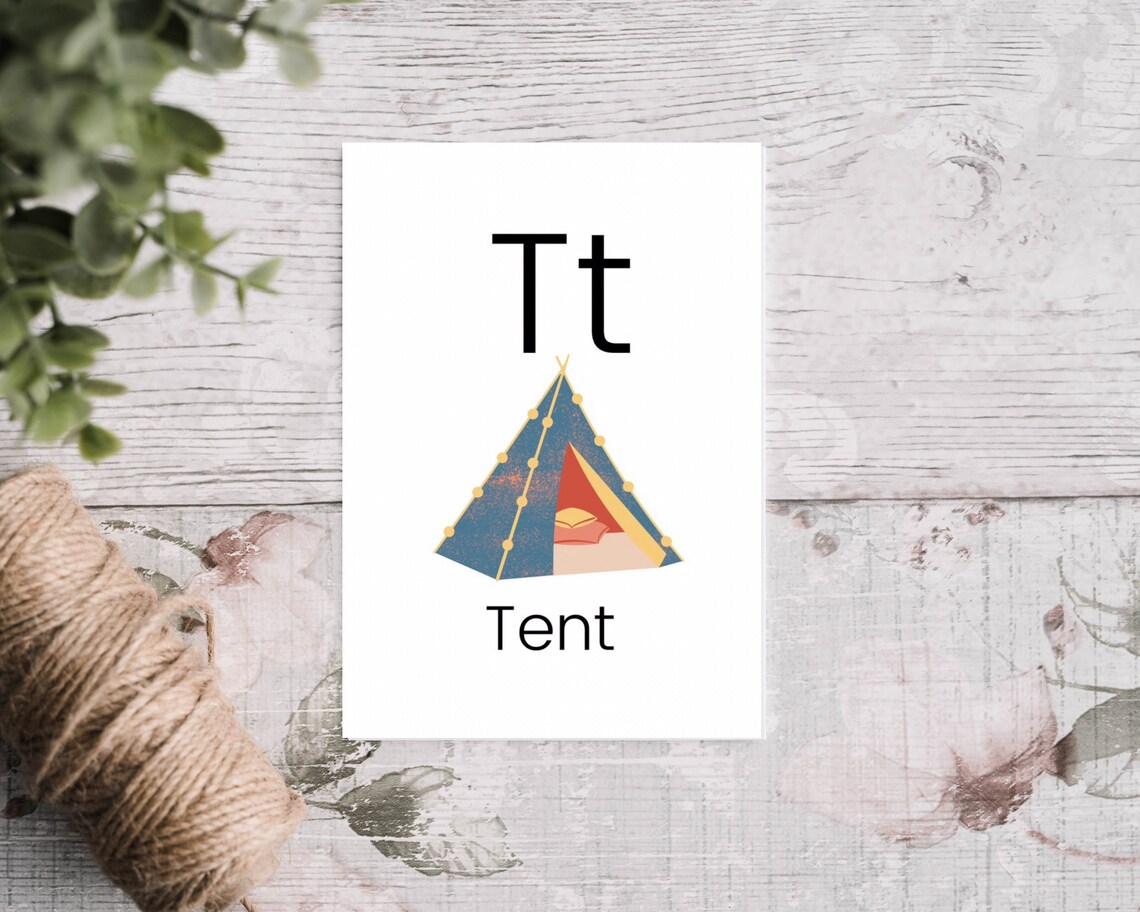 Alphabet Flashcards Printable Nature ABC Cards Nursery Wall - Etsy