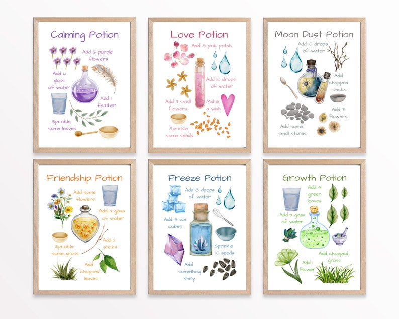 Printable Mud Kitchen Recipe Cards, Magic Potions Bundle, Montessori ...