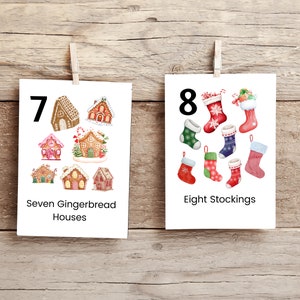 Christmas Number Flashcards 1-10, Homeschool Printable (PDF) - Etsy