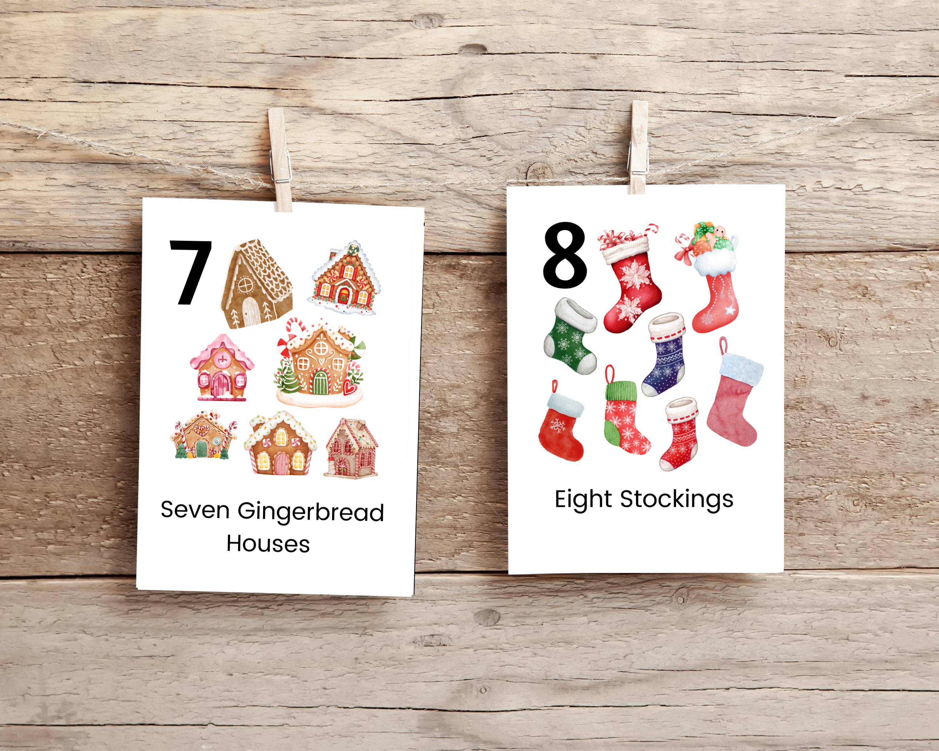 Christmas Number Flashcards 1-10, Homeschool Printable (PDF) - Etsy