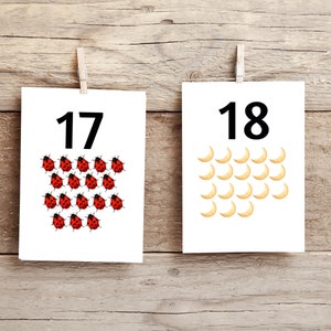 Number Flashcards 1-20 Printable, Nature Number Cards, Nursery Wall Art ...
