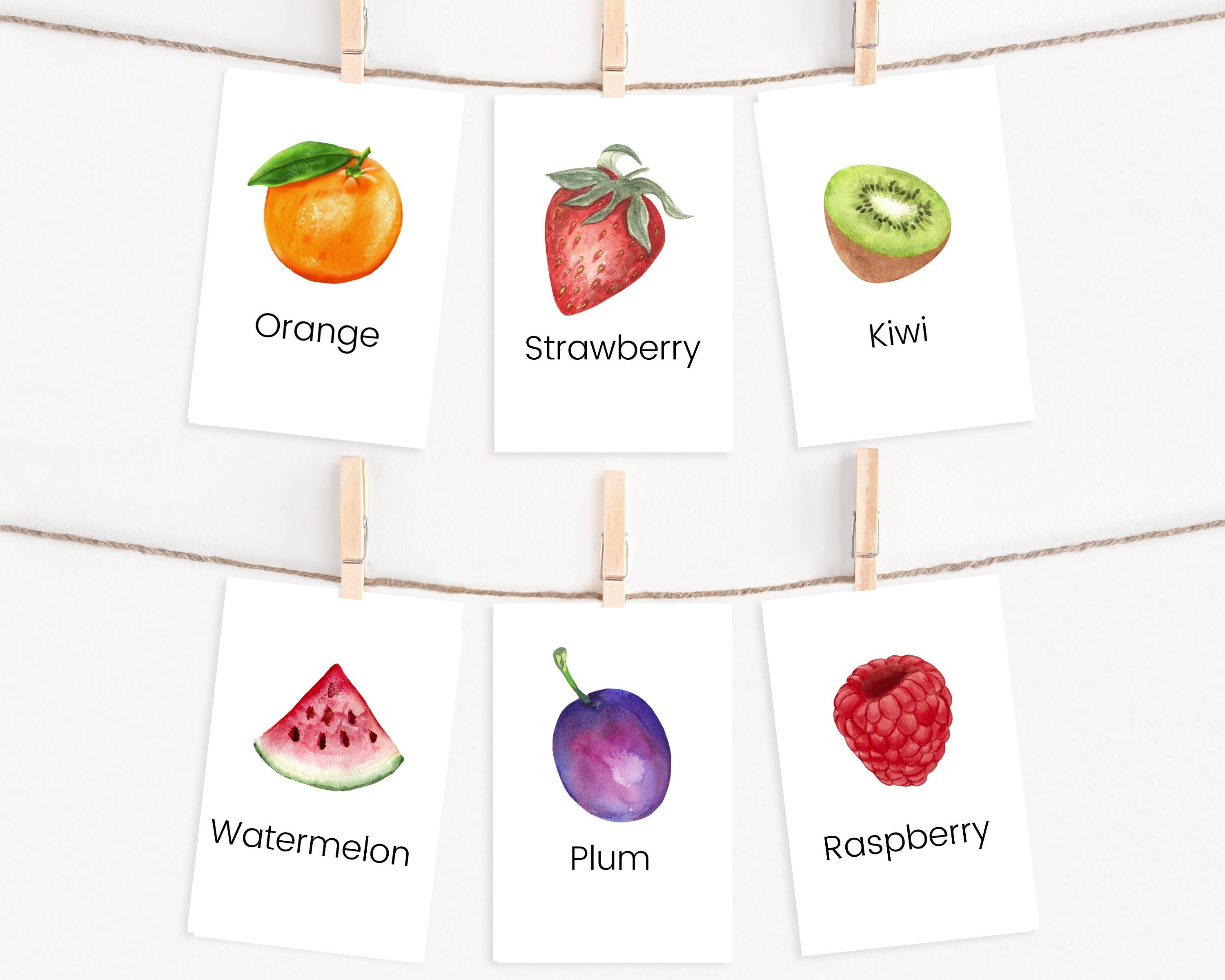 24 Fruit Flashcards, Montessori Flashcards, Food Cards, INSTANT ...