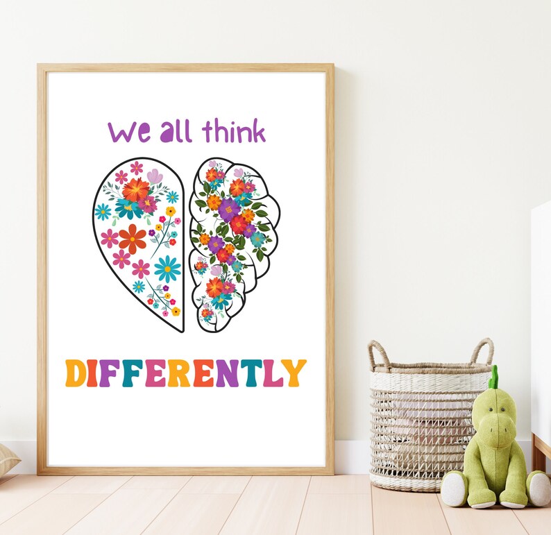 Neurodiversity Digital Poster, We All Think Differently Print, Brain ...