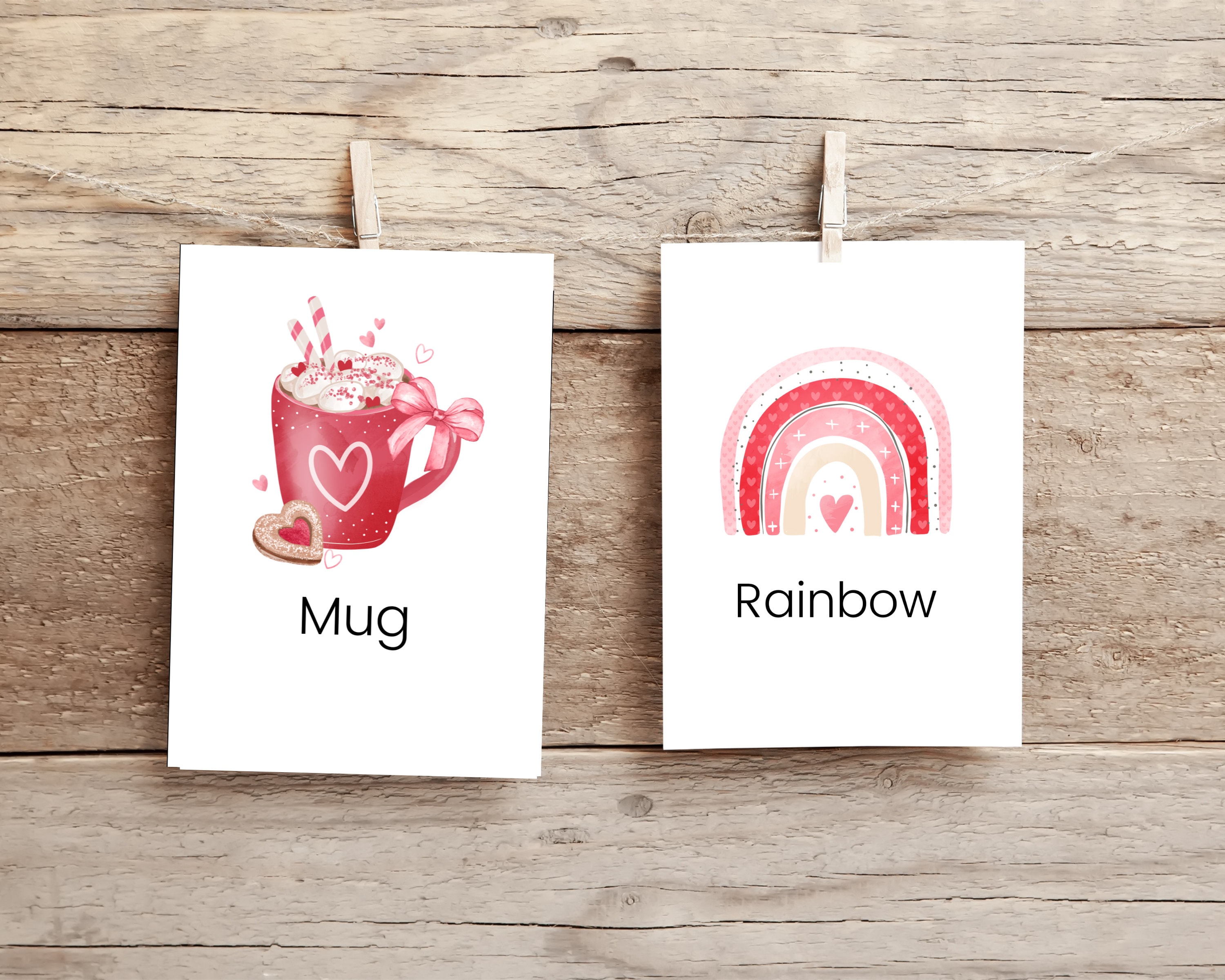 28 Valentines Flashcards, INSTANT DOWNLOAD, Montessori Materials ...