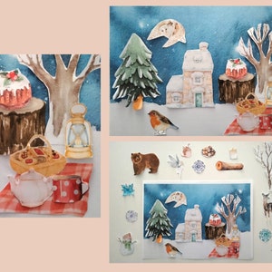 Winter Play Set, Paper Winter Forest, Christmas Pretend Play, Paper ...