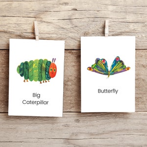 The Very Hungry Caterpillar Flashcards, Homeschool Montessori ...