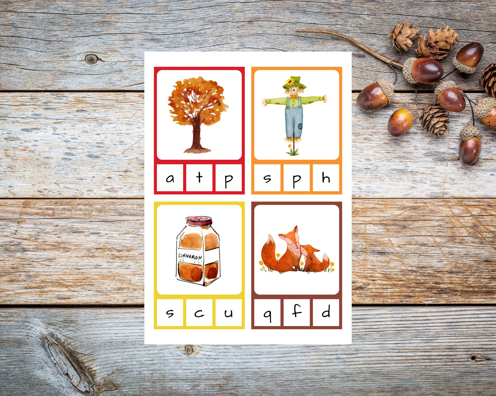 Fall Beginning Sounds Clip Cards: Autumn Phonics Activity (PDF Download ...