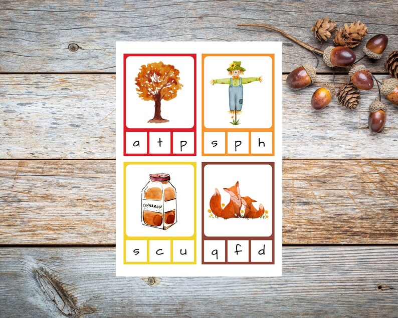 Fall Beginning Sounds Clip Cards: Autumn Phonics Activity (PDF Download ...