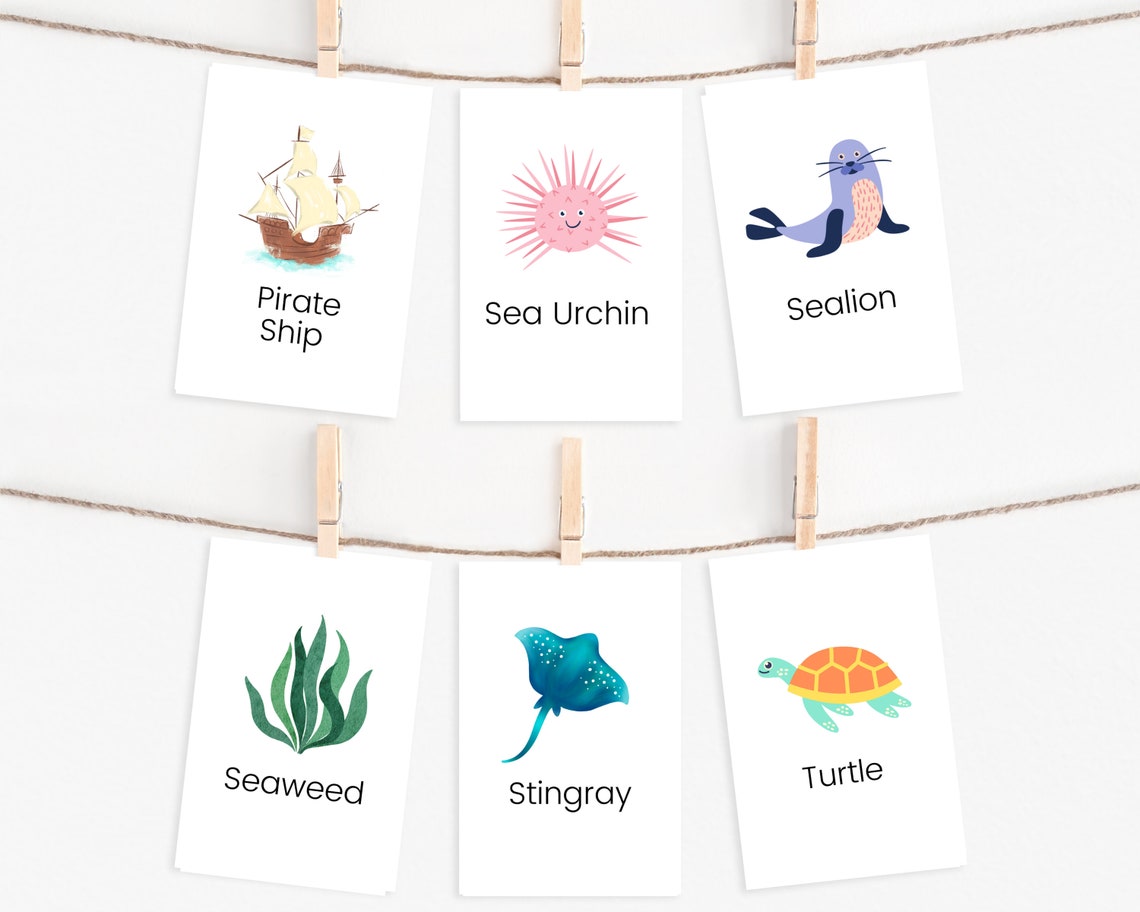 20 Ocean Animals Flashcards Sea Animals Flashcards INSTANT - Etsy