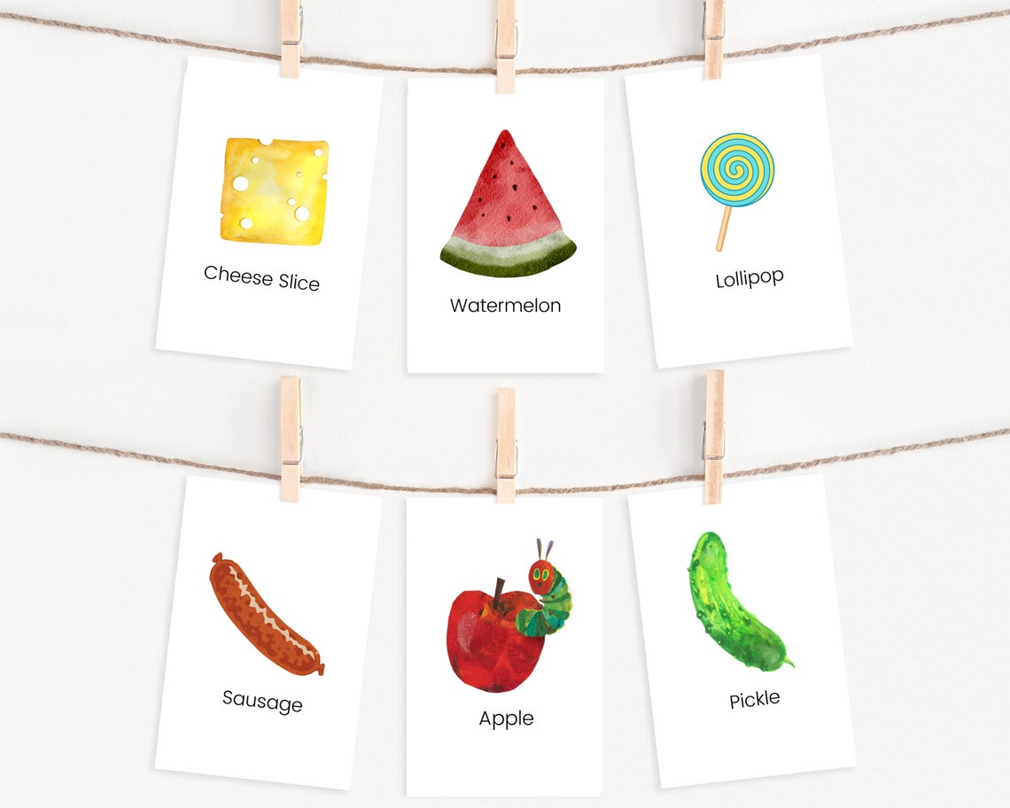 The Very Hungry Caterpillar Flashcards Homeschool Montessori - Etsy ...