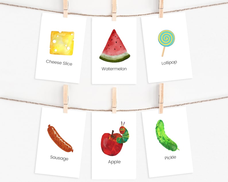 The Very Hungry Caterpillar Flashcards, Homeschool Montessori ...