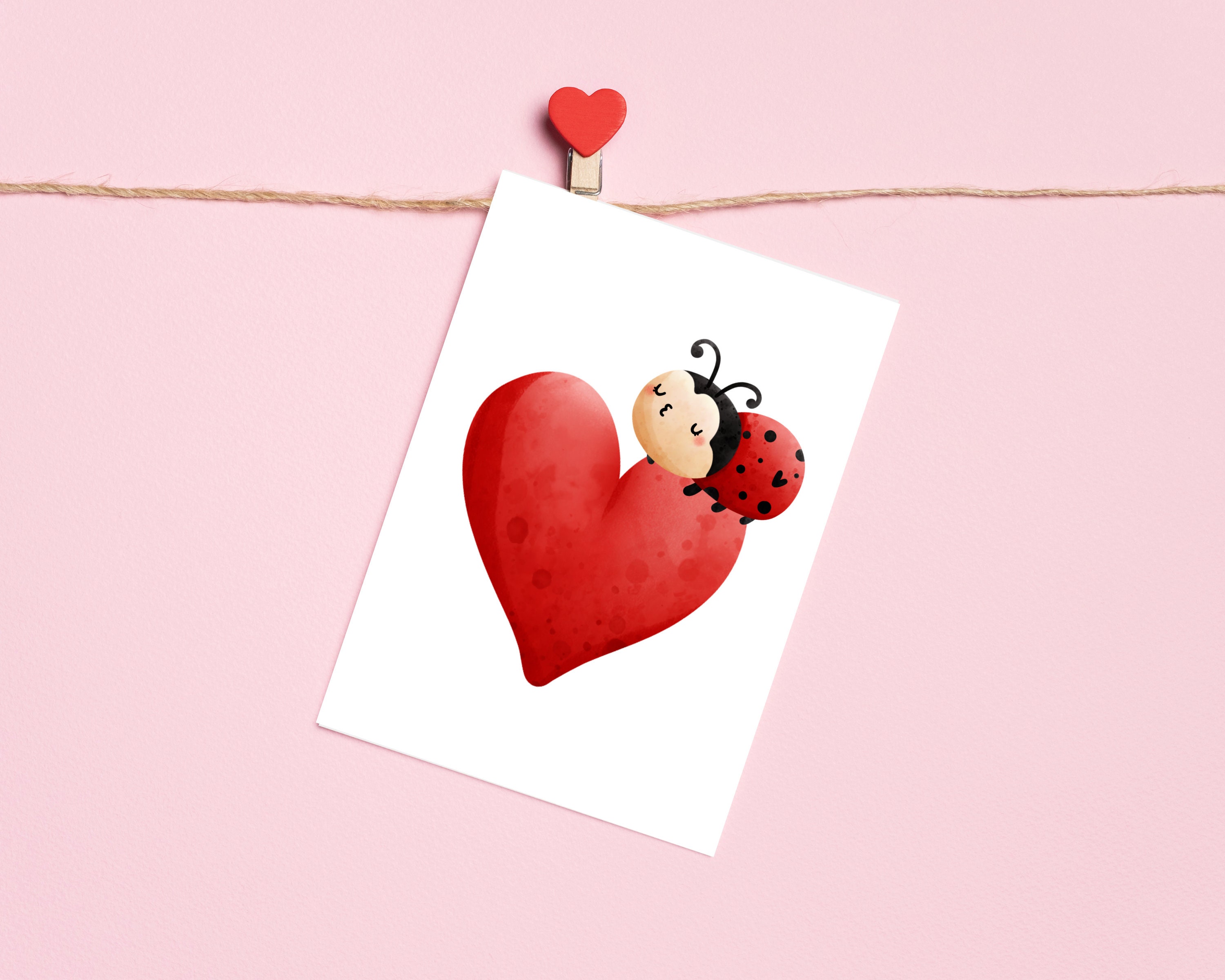 Ladybug Printable Art Set of 3, Ladybug Valentines Wall Art, Valentines ...