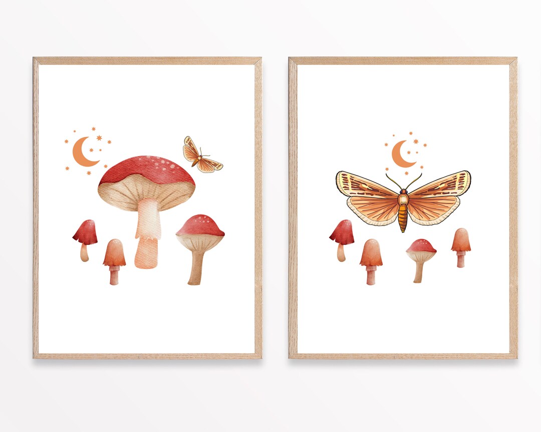 Mushroom Printable Set of 2, Enchanted Forest, Whimsical Woodland ...